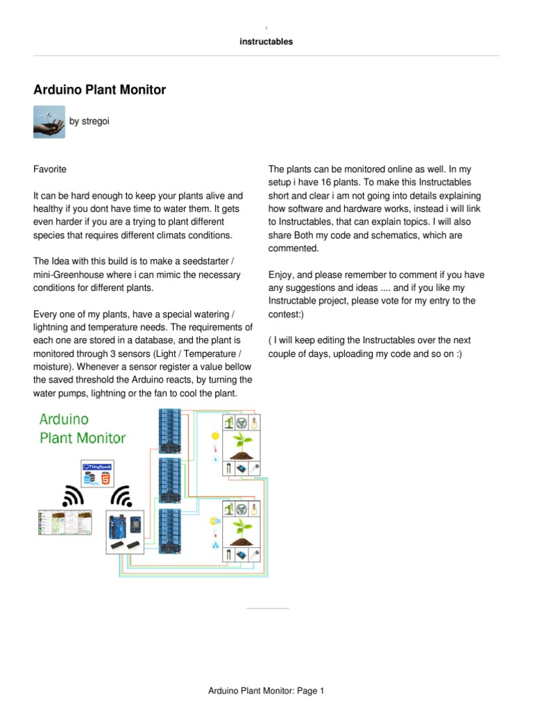 Arduino Plant Monitor: Instructables | PDF | Arduino | Printed Circuit Board