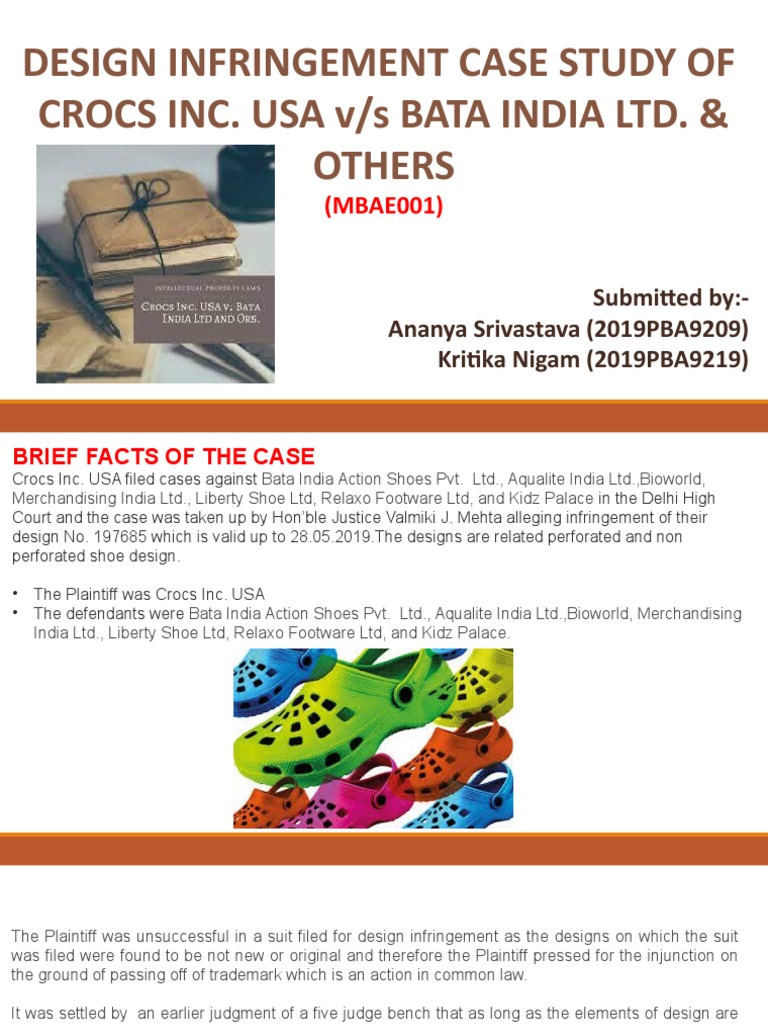 Crocs Vs Bata and Others IPR Case Study | PDF | Trademark | Property Law