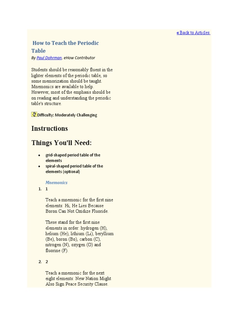 How To Teach The Periodic Table | PDF | Redox | Chemical Elements
