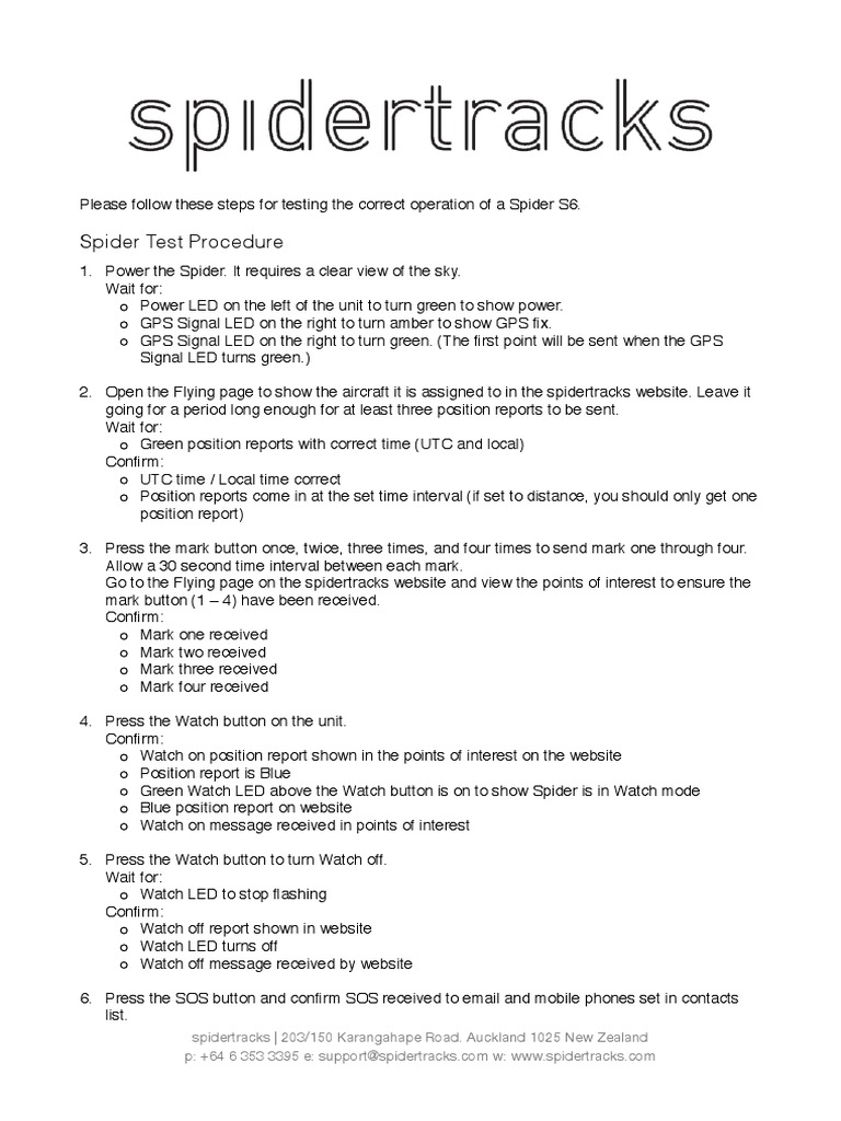 Spider S6 Test Procedure: Steps for Testing the Correct Operation of a ...
