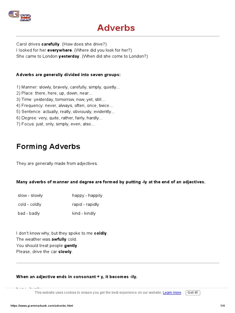 Adverbs - GrammarBank | PDF | Reference | Morphology