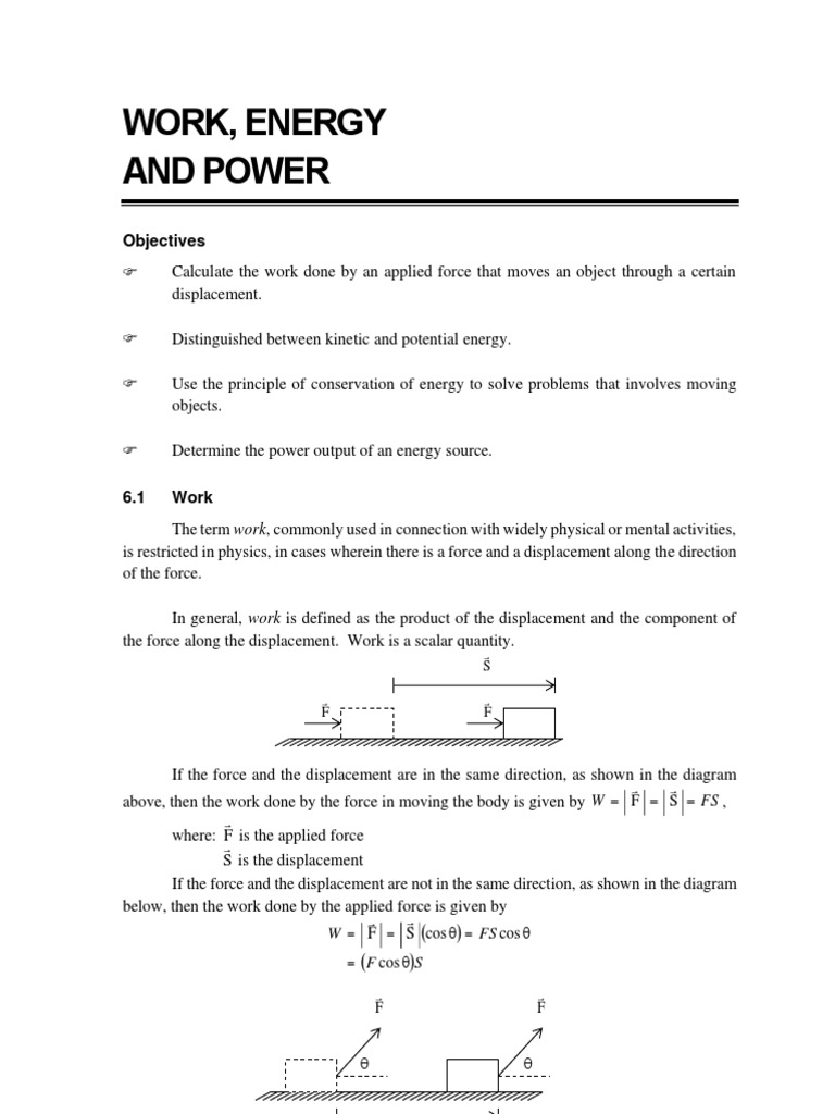 Work Energy and Power | PDF | Potential Energy | Kinetic Energy