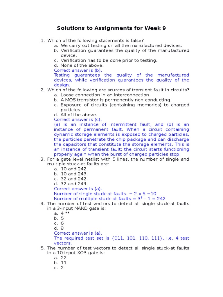 Assignments Week09 Solution | PDF | Logic Gate | Electronic Circuits