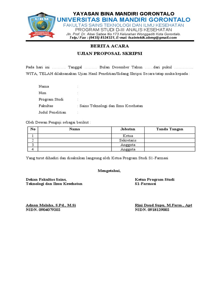 Berita Acara Dan Lembar Nilai | PDF