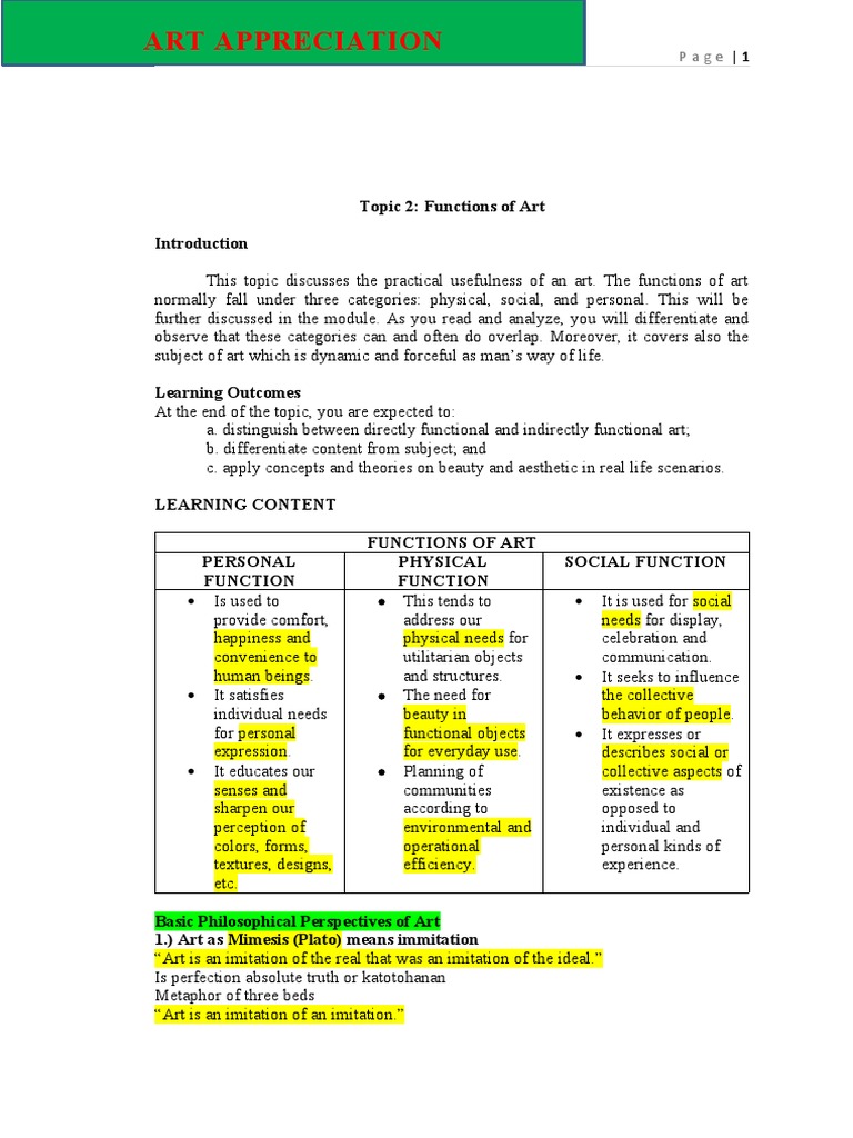 MODULE TOPIC 2 GEC 5-Art-Appreciation | PDF | Aesthetics | Design