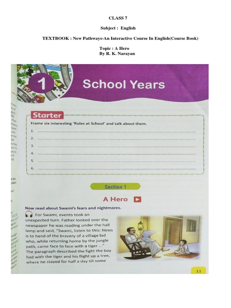Class 7 Subject: English TEXTBOOK: New Pathways-An Interactive Course ...
