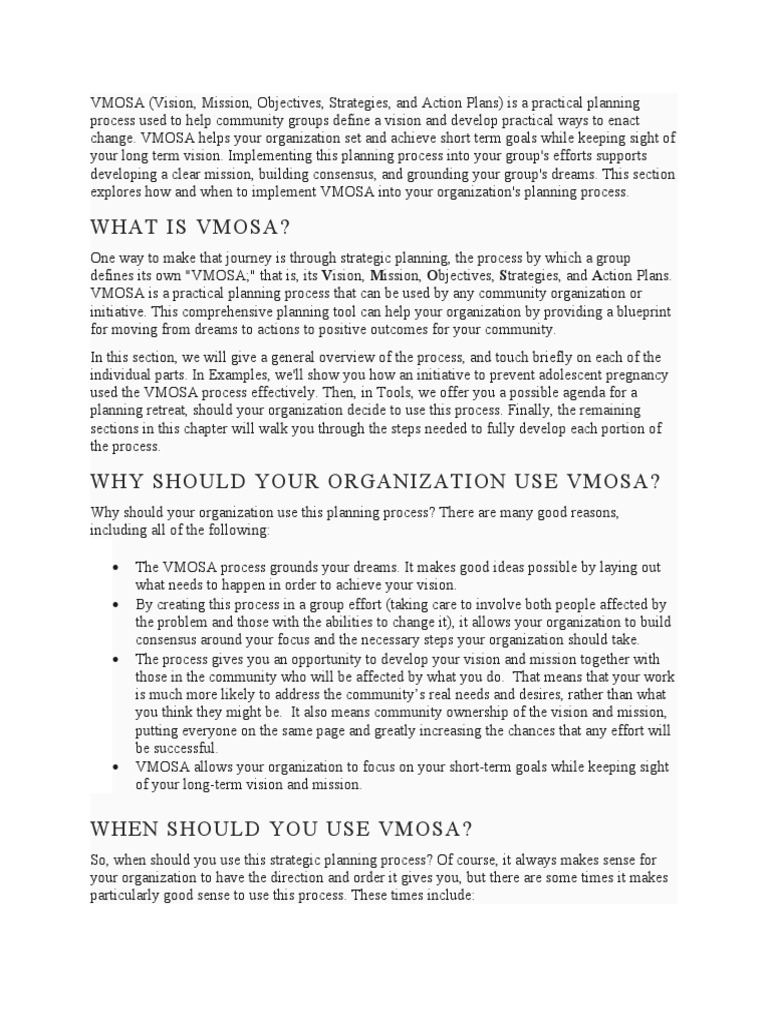 What Is Vmosa? | PDF | Goal | Community
