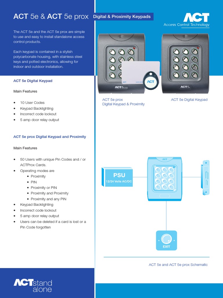 ACT 5e & ACT 5e Prox: Digital & Proximity Keypads | PDF | Personal ...