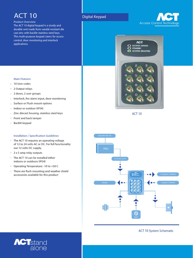 Digital Keypad: Product Overview | PDF | Power Supply | Electromagnetism