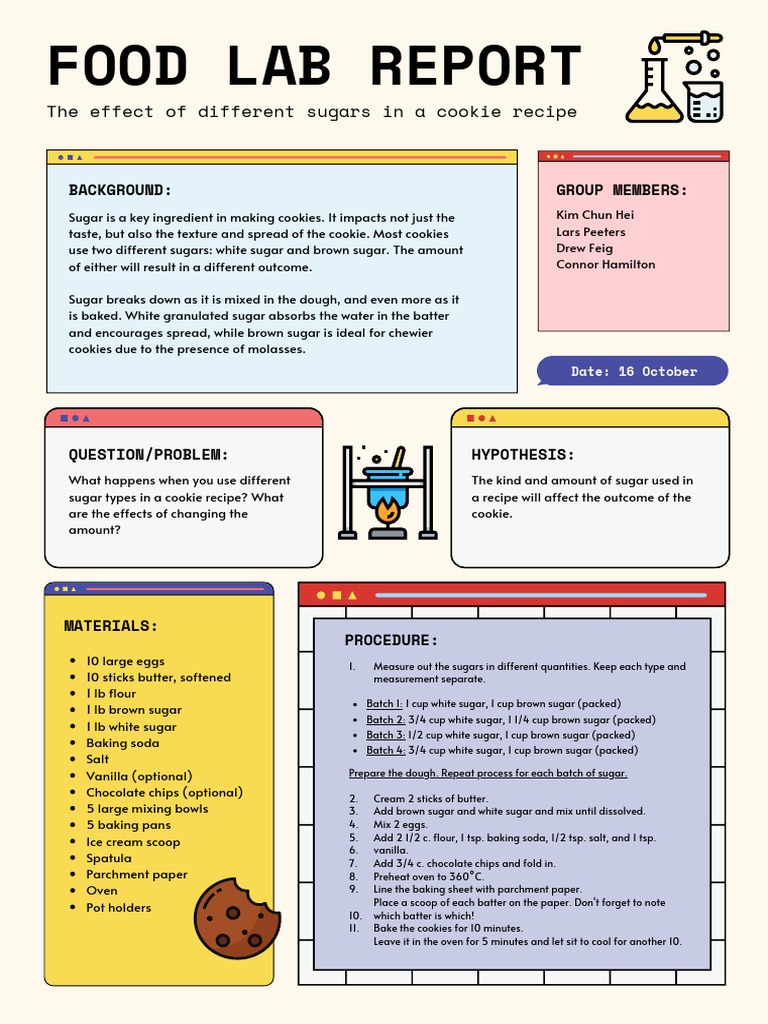 Colorful Lined Sugar Chemistry Lab Report | PDF | Brown Sugar | Baking