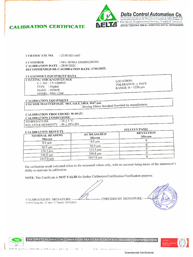 DELTA CALEBRATIION CERTIFICATES-DFT Meter | PDF
