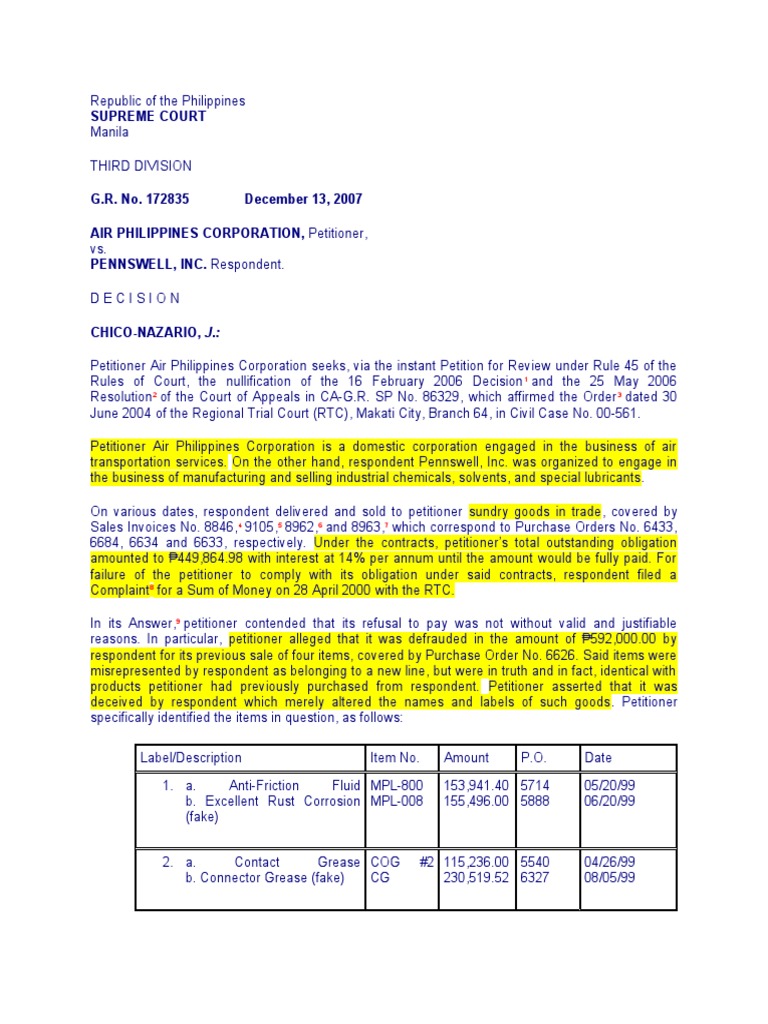 3 Air Philippines V Pennswell, Inc | PDF | Trade Secret | Discovery (Law)