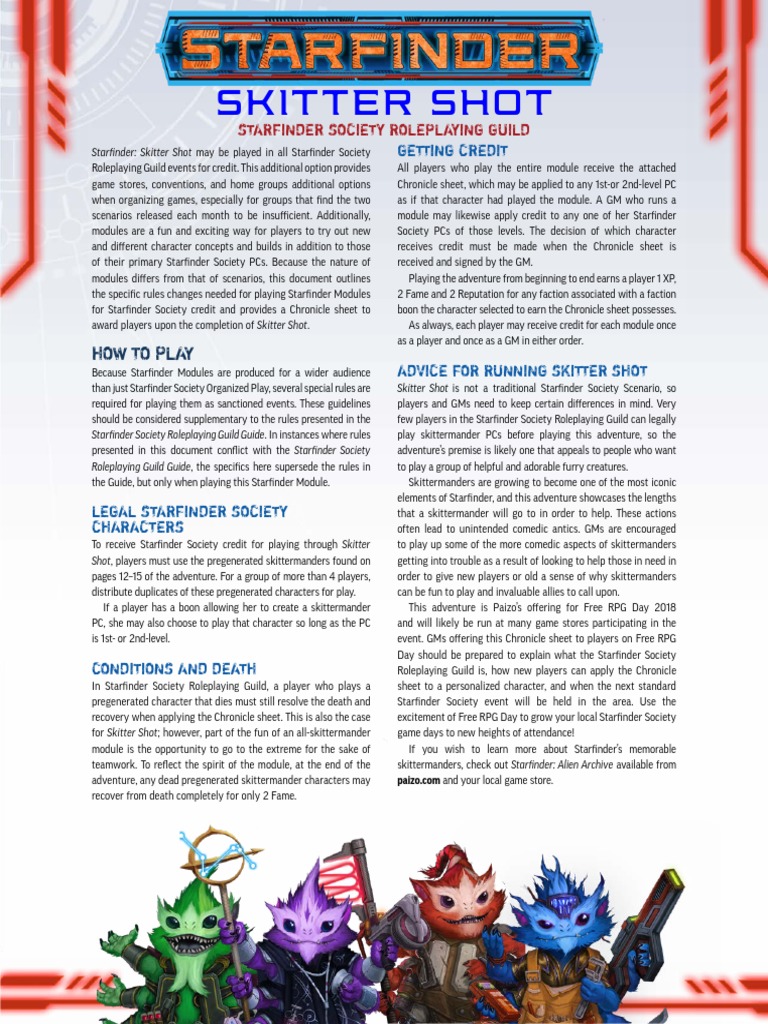 Skitter Shot Chronicle | PDF | Role Playing Games | Role Playing