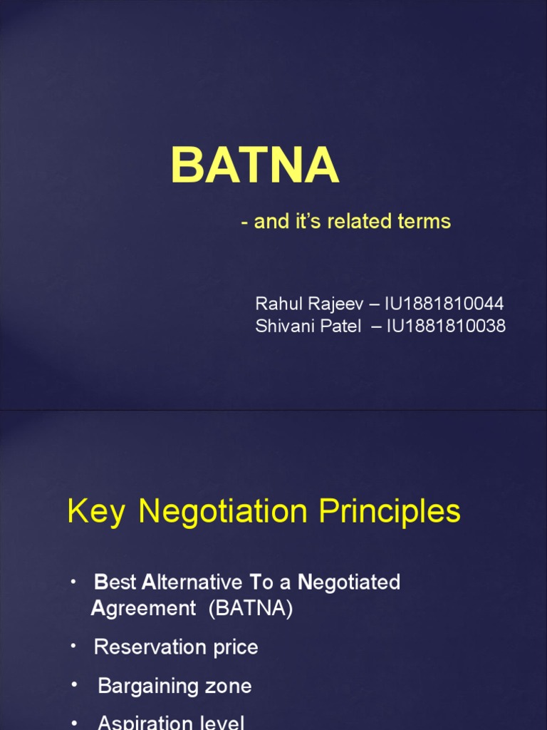 Batna: - and It's Related Terms | PDF | Bargaining | Negotiation