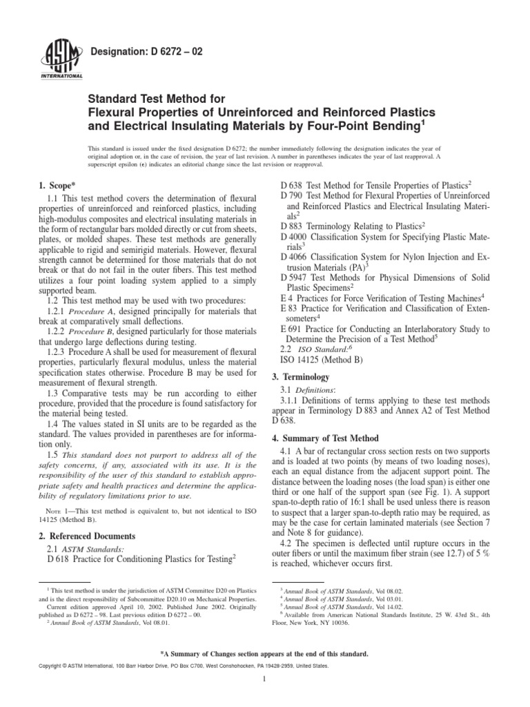 Astm D 6272-02 | PDF | Strength Of Materials | Deformation (Engineering)