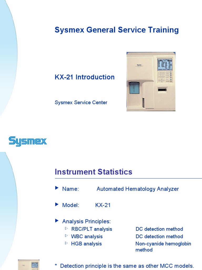 Sysmex General Service Training: KX-21 Introduction | PDF | Statistics ...