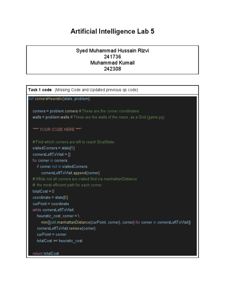 Artificial Intelligence Lab 5 | PDF | Computer Programming | Software Engineering