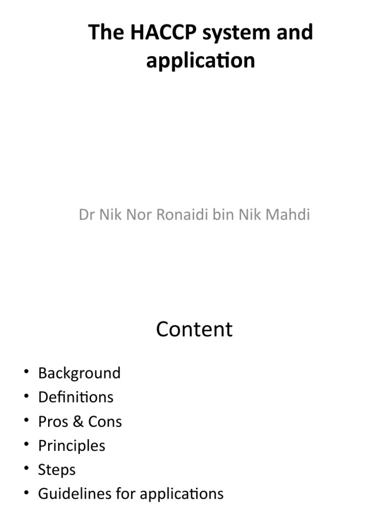 The HACCP System and Application | PDF | Hazard Analysis And Critical ...