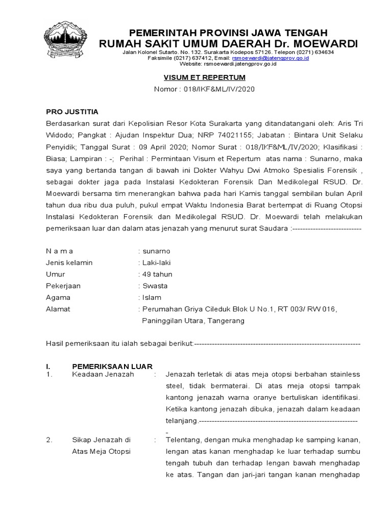 Contoh Format Surat Visum Puskesmas | PDF