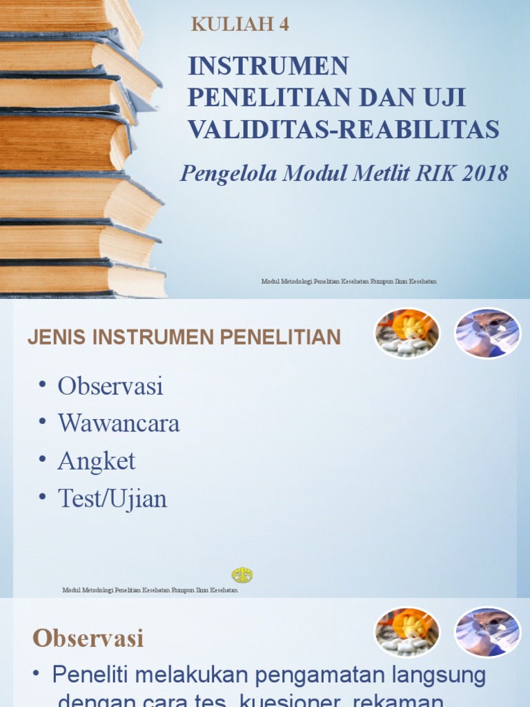 K4 - Instrumen Penelitian Validitas Reliabilitas | PDF
