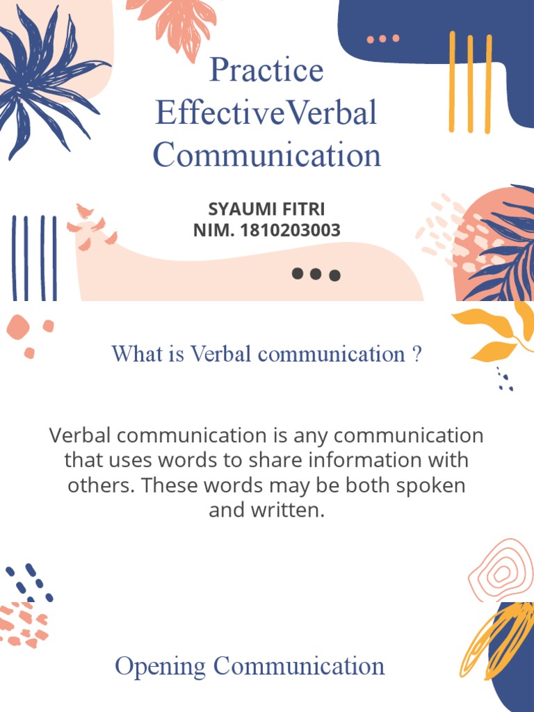 Practice Effective Verbal Communication | PDF