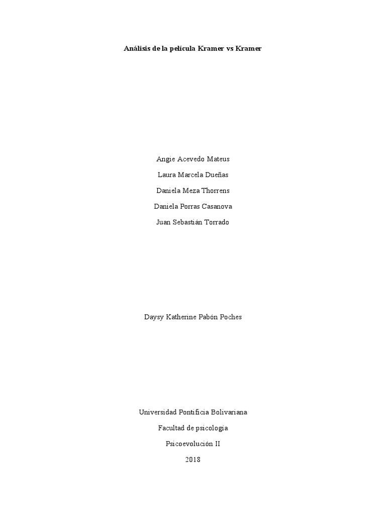 Análisis de La Película Kramer Vs Kramer | PDF | Familia | Adultos