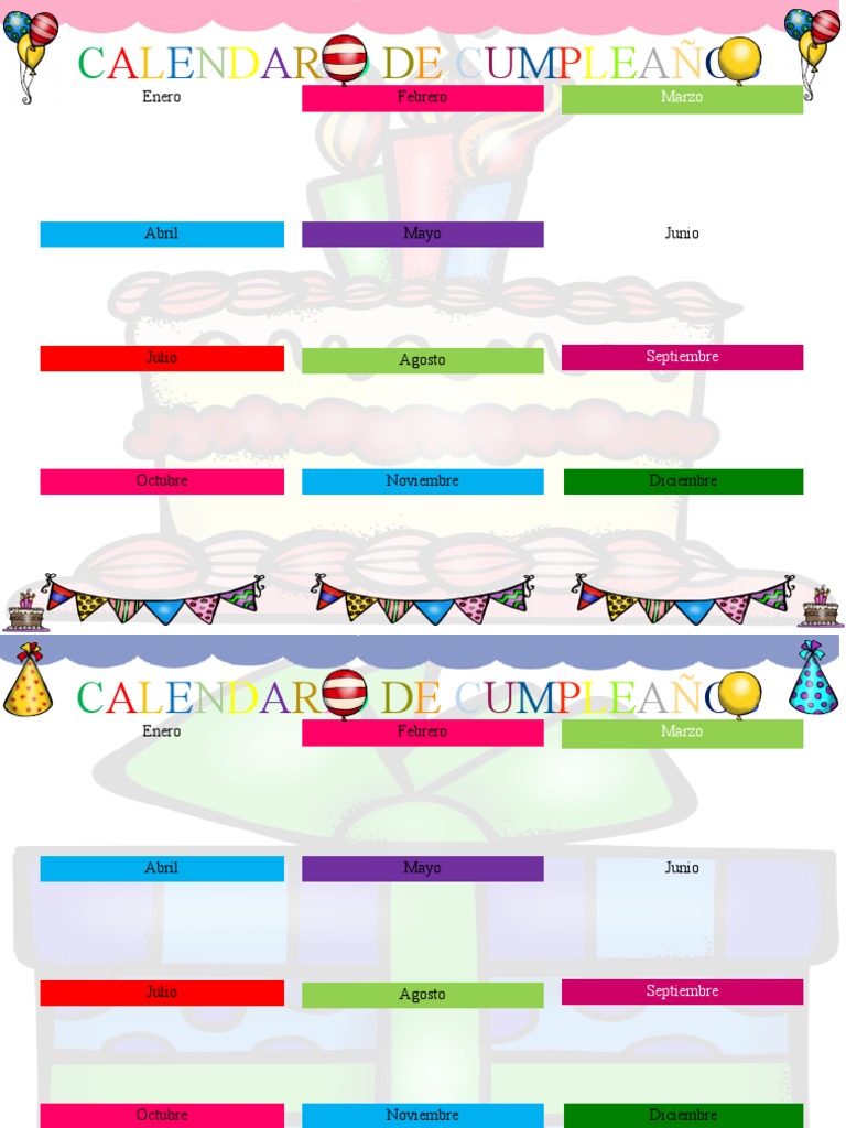 Calendario de Cumpleaños Mensual | PDF