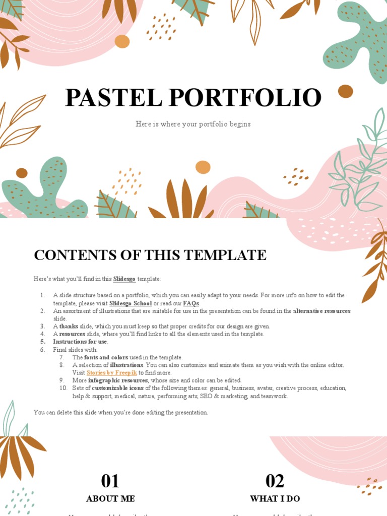 Pastel Portfolio Template Guide | PDF | Planets | Mercury (Planet)