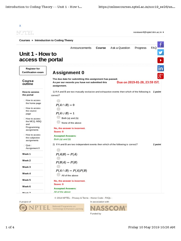 Assignments - NOC - Introduction To Coding Theory | PDF | Notation ...