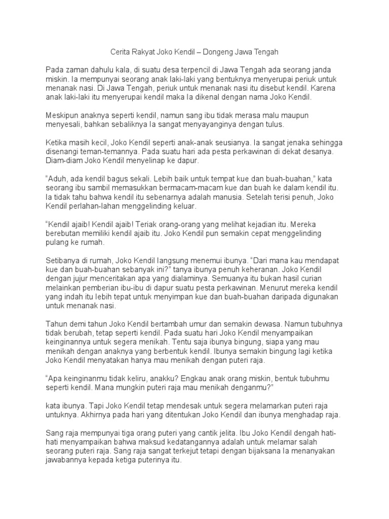 Cerita Rakyat Joko Kendil | PDF