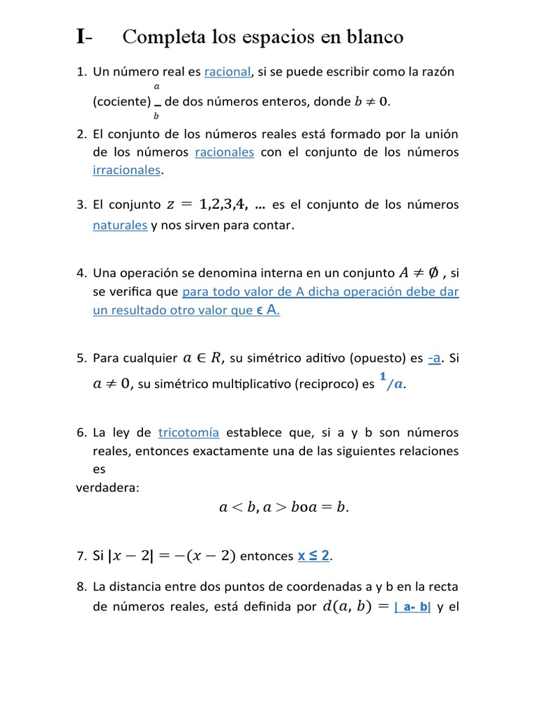 Ejercicios Unidad 1 | PDF | Número racional | Intervalo (Matemáticas)