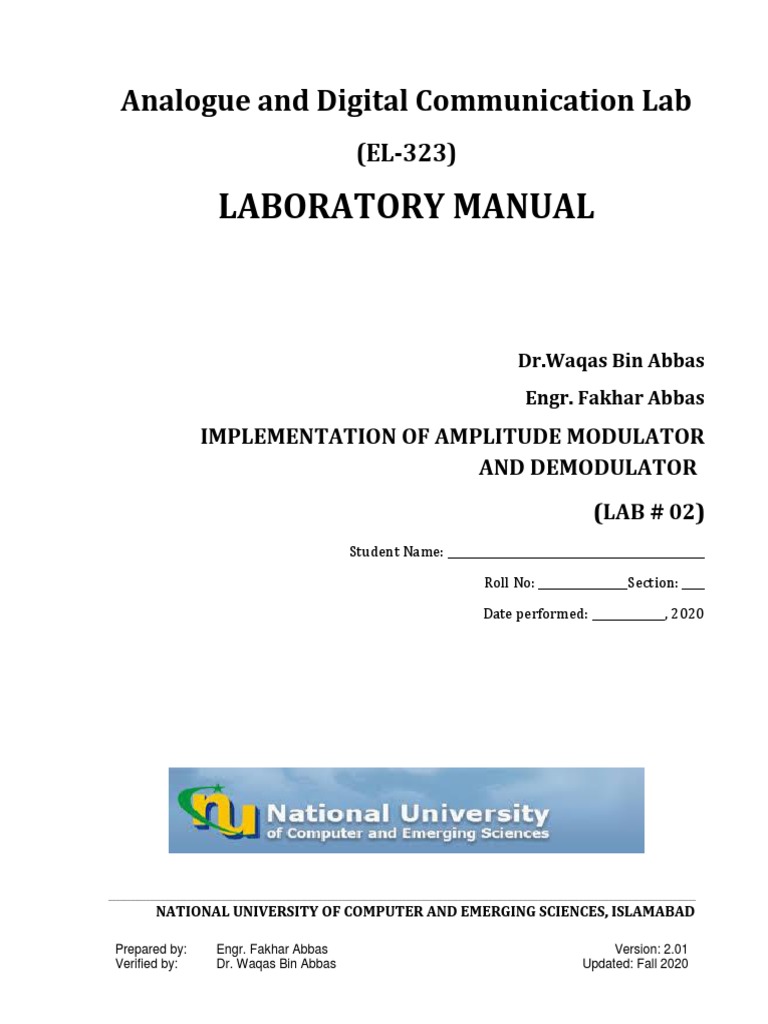 Laboratory Manual: Analogue and Digital Communication Lab | PDF ...