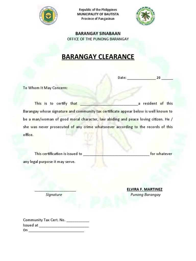 Brgy. Clearance New | PDF
