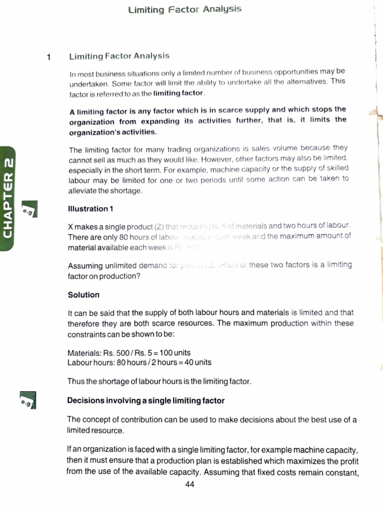 Limiting Factor Analysis | PDF | Cost | Cost Of Goods Sold