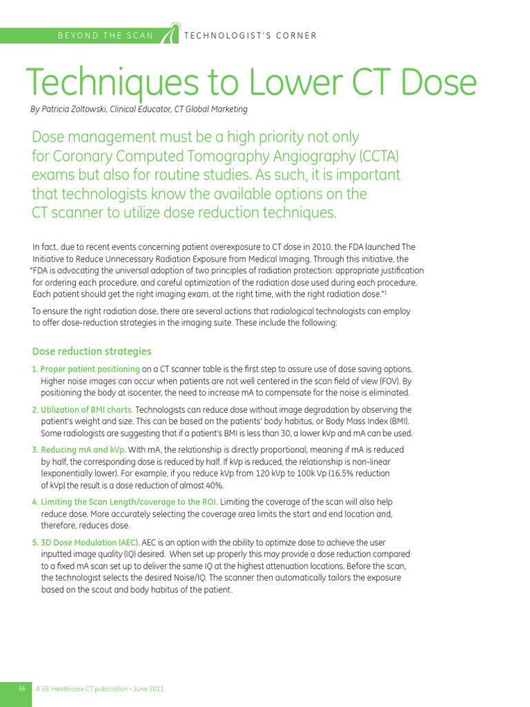CT Dose Reduction Techniques | PDF | Ct Scan | Radiology