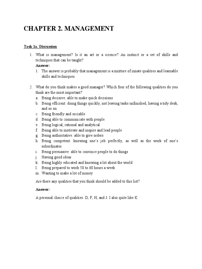 Chapter 2. Management: Task 1a. Discussion | PDF | Ibm | Motivation
