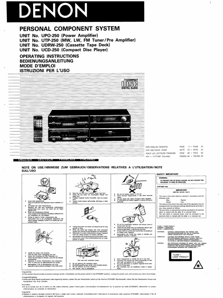 Denon UPO UTP 250 Manual | PDF