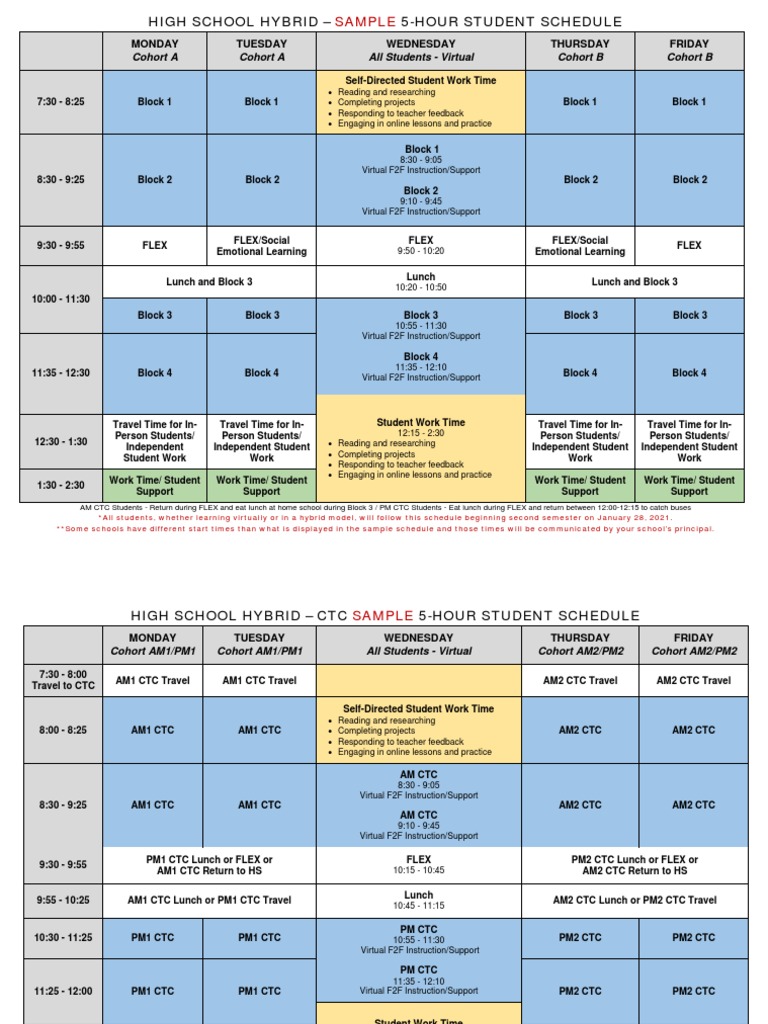 Hybrid SampleStudentSchedules | PDF | Communication | Learning