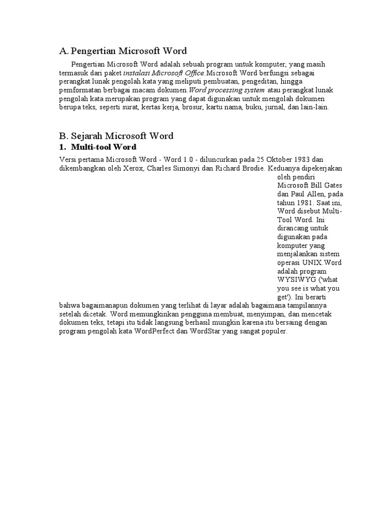 Sejarah dan Fungsi Microsoft Word | PDF