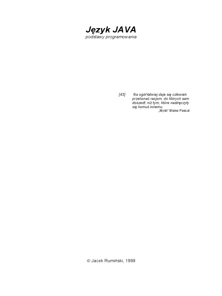 Java Jezyk - Podstawy Programowania | PDF