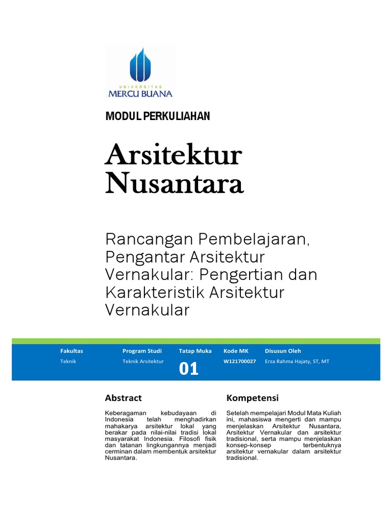 Modul Arsitektur Nusantara - 1 - Rev 1 | PDF
