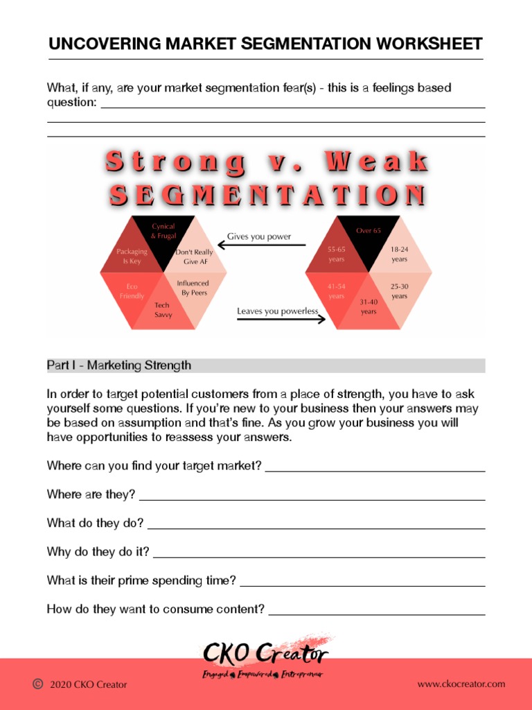 Market Segmentation Worksheet | PDF | Market Segmentation | Gender