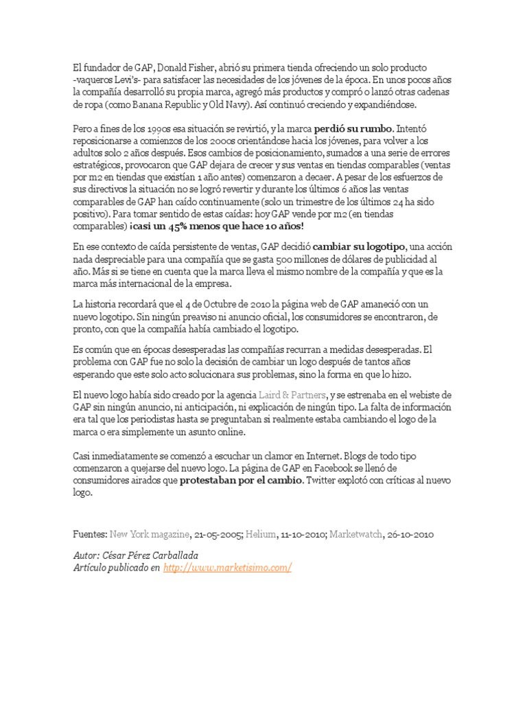 Caso Gap | PDF | Gap Inc. | Marca