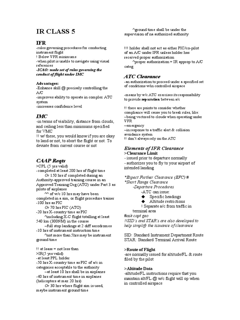 IR Classes 5 | PDF | Instrument Flight Rules | Visual Flight Rules