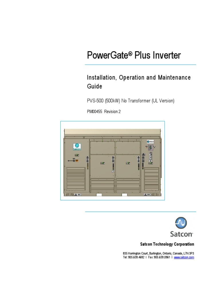 PVS-500 (UL Xfmrless) PM00455-R2 | PDF | Electrical Wiring | Power Inverter