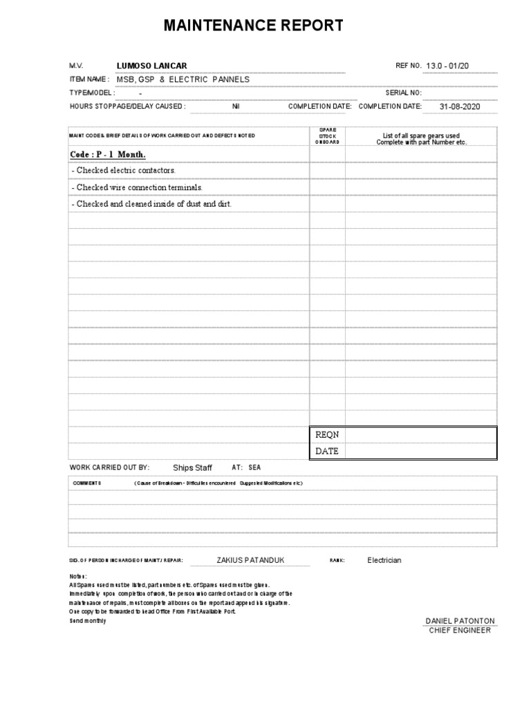 2.maint Report LCR. AGUSTUS 2020 | PDF | Technology & Engineering