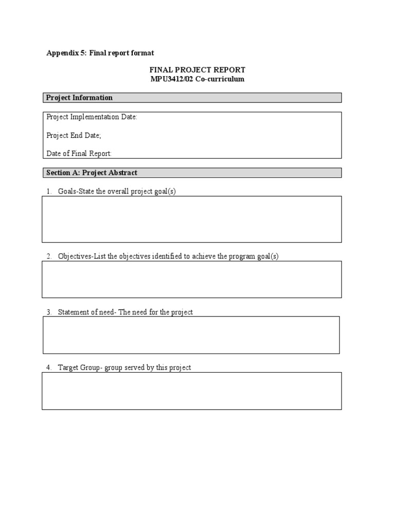 Final Project Report Format Guide | PDF