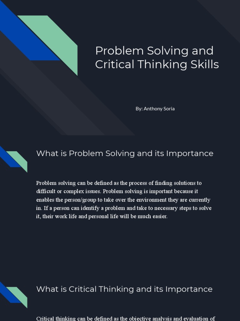 Problem Solving Critical Thinking Presentation | PDF | Critical ...
