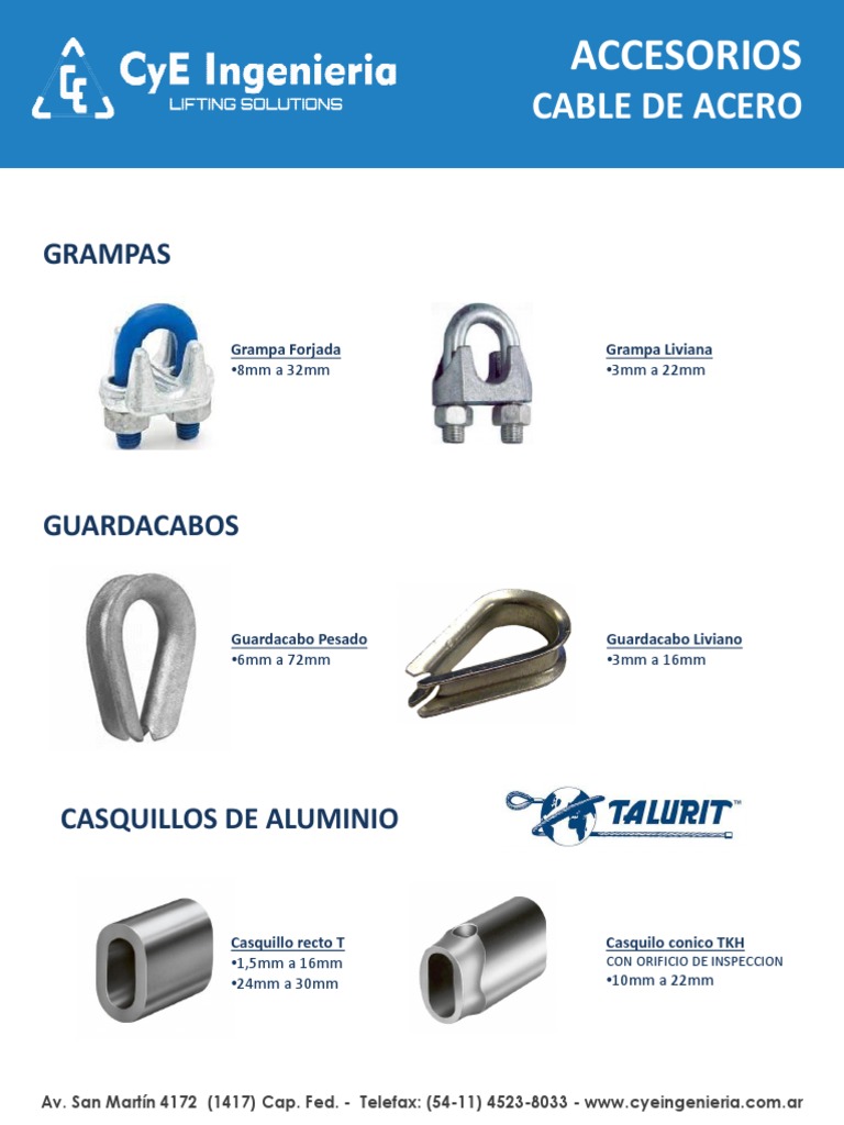 Accesorios para Cable de Acero - Cye Ingenieria | PDF
