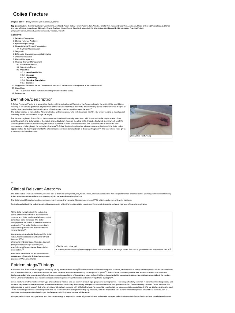 Colles Fracture - Physiopedia | PDF | Limbs (Anatomy) | Musculoskeletal System